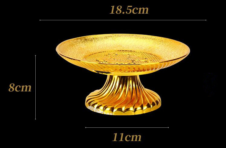 7 Inch Gold Plastic Fruit Plate Noble Buddhist Worship Deities Tray ...