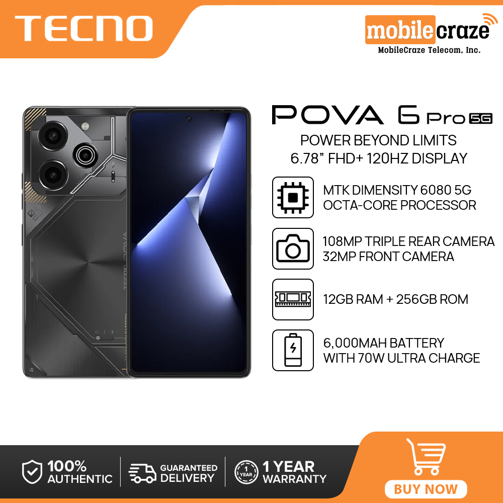 TECNO POVA 6 Pro 5G (12GB RAM + 256GB ROM) with NFC | 6000mAh + 70w ...
