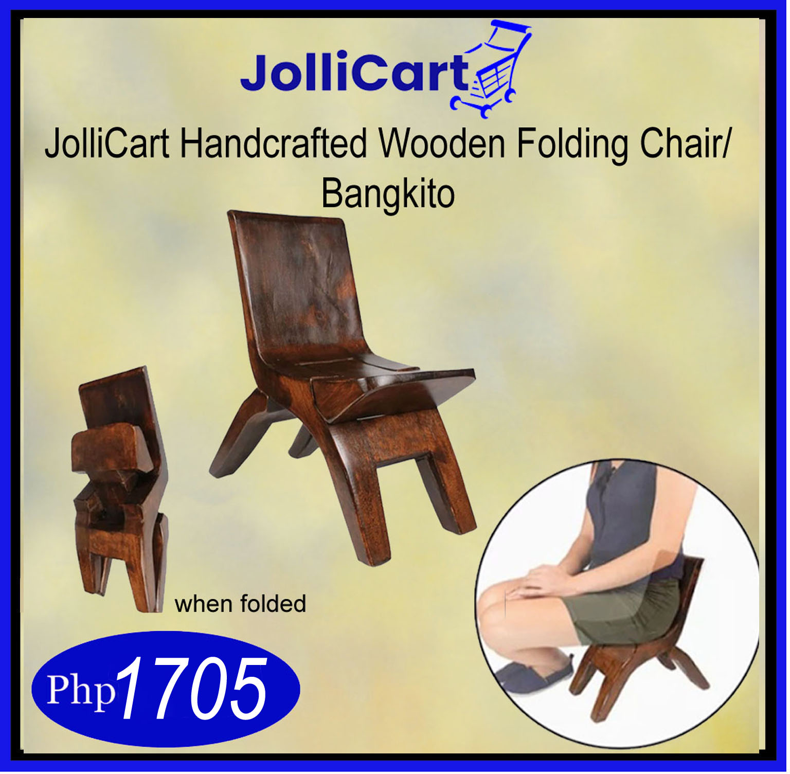 JolliCart 1pc Handcraft Folding Chair Bangkito Upuan Bangko Small Chair ...