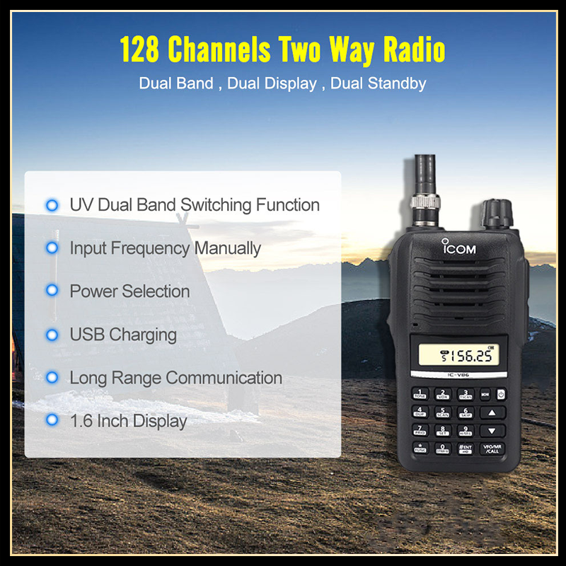 ICOM V86 7 Watts Portable Walkie Talkie Long Range 15km VHF Two Way ...