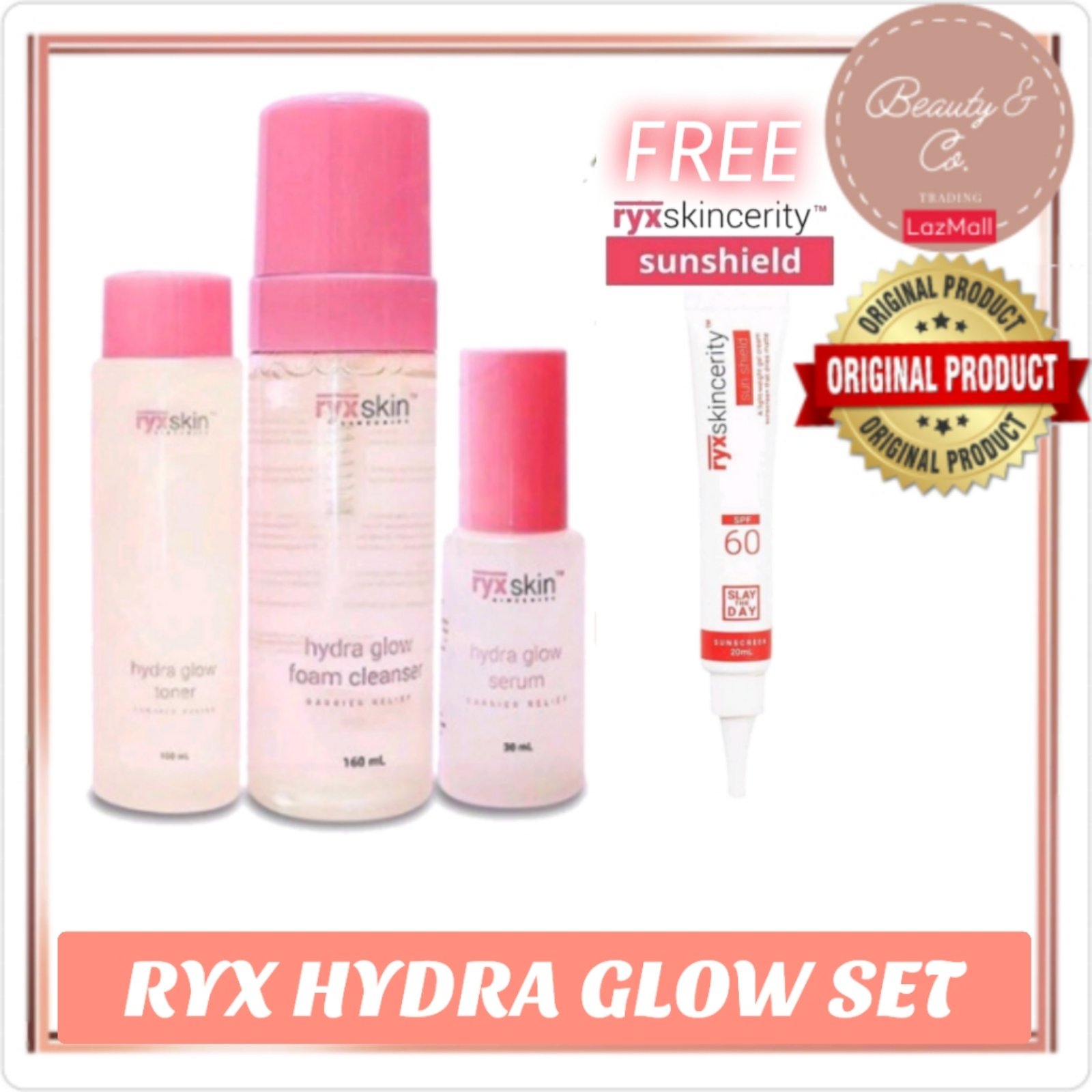 RYX HYDRA GLOW TONER, FACIAL FOAM, SERUM, SUNSCREEN COMPLETE SET ...