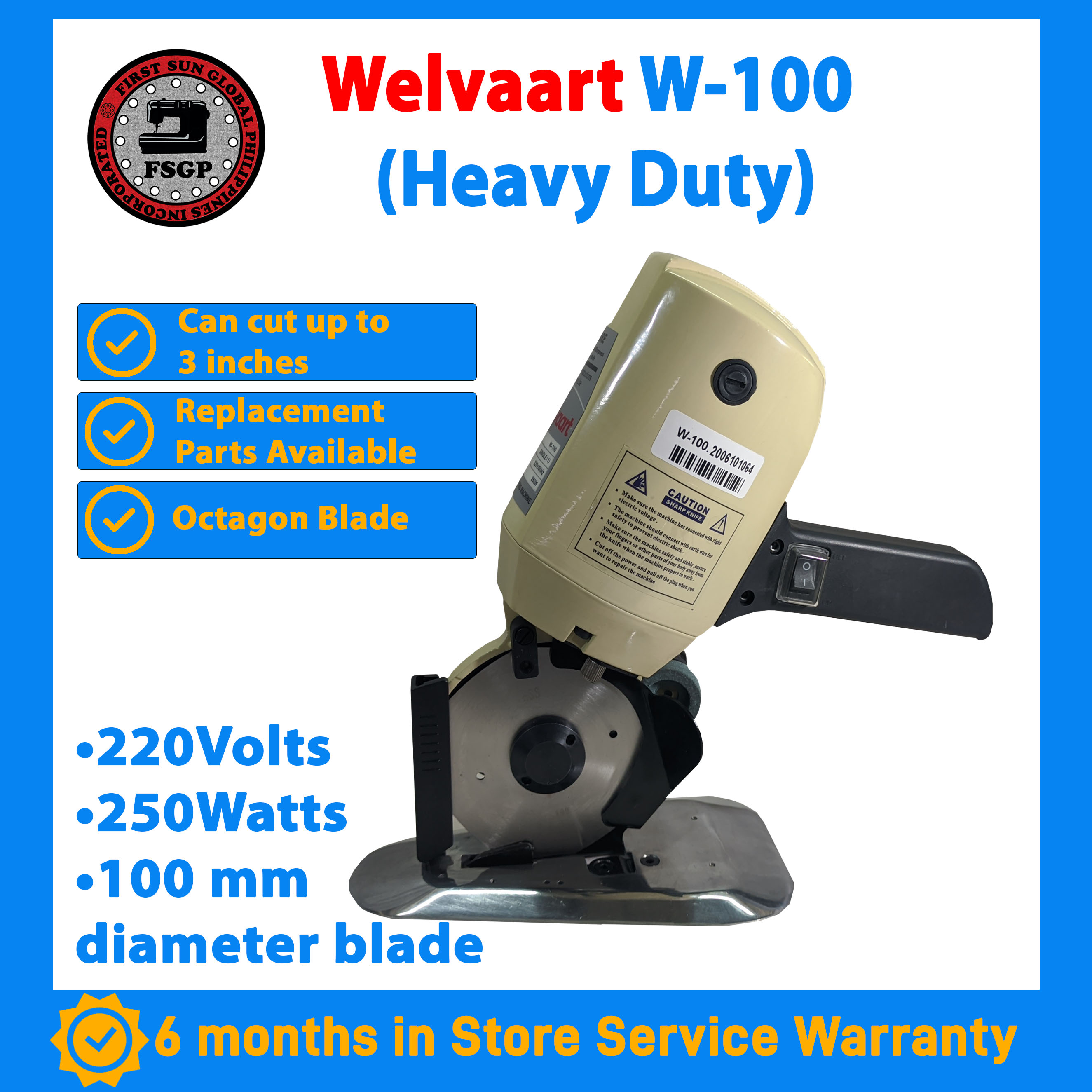 Welvaart Textile Round Knife Cloth Cutter Cutting Machine 250W 100mm ...