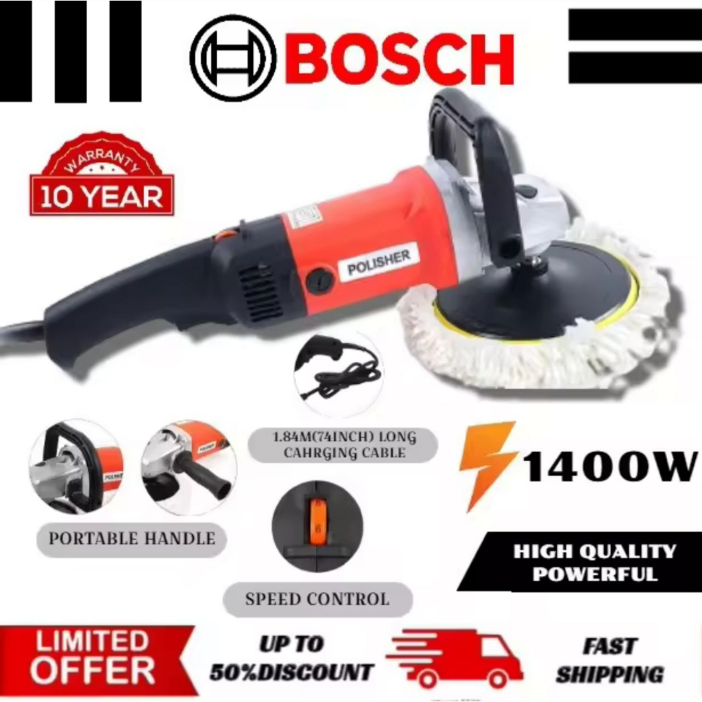 NEW BOSCH 7" Car Polisher 1400W Car Polish Machine Heavy Duty Mesin ...