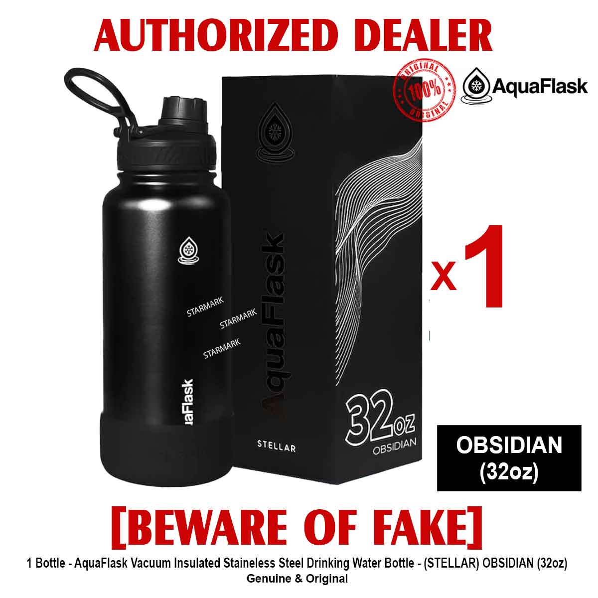 AQUAFLASK 32oz OBSIDIAN Stellar OBSIDIAN Aqua Flask Wide Mouth with ...