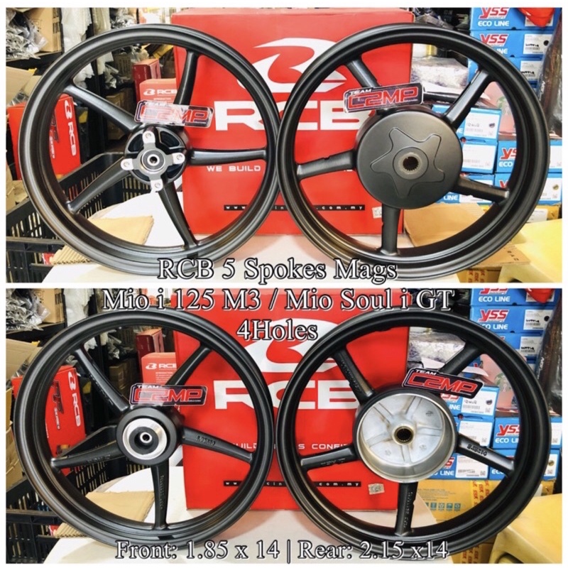 RCB 5 Spokes Mags Mio i 125 M3 Mio Soul i 125 GT 1.85 x 2.15 x14 ...