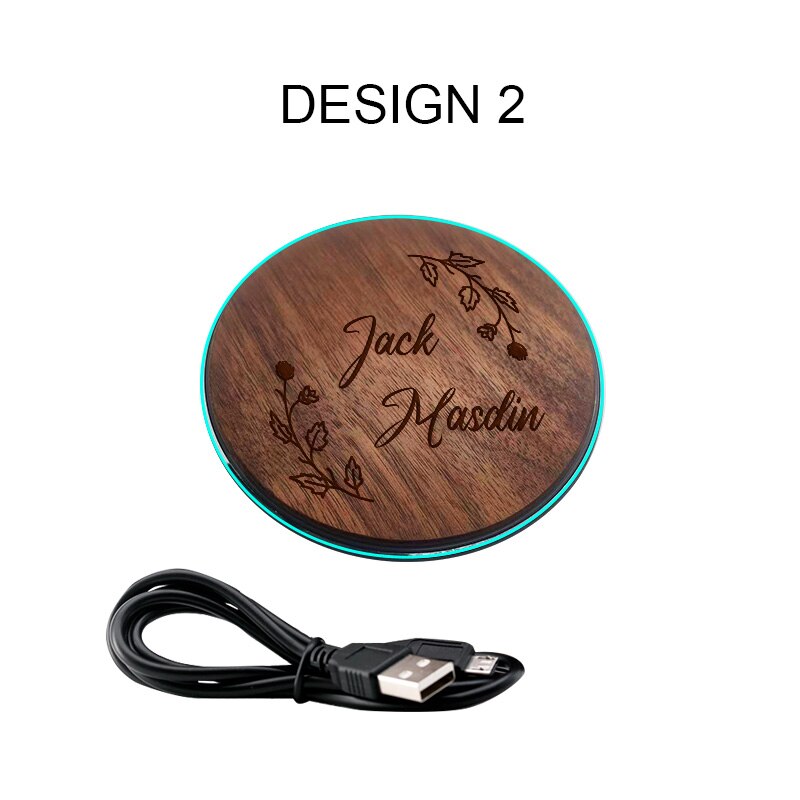 Custom Wireless Charger Wood, 15W Laser Engraving Personalized Qi ...