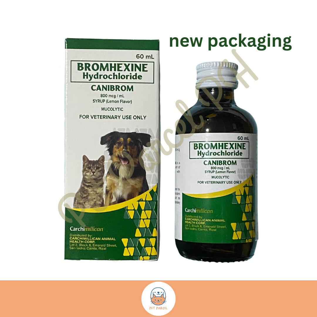 Canibrom Bromhexine (FREE SYRINGE) Mucolytic for Dogs and Cats 60ml ...