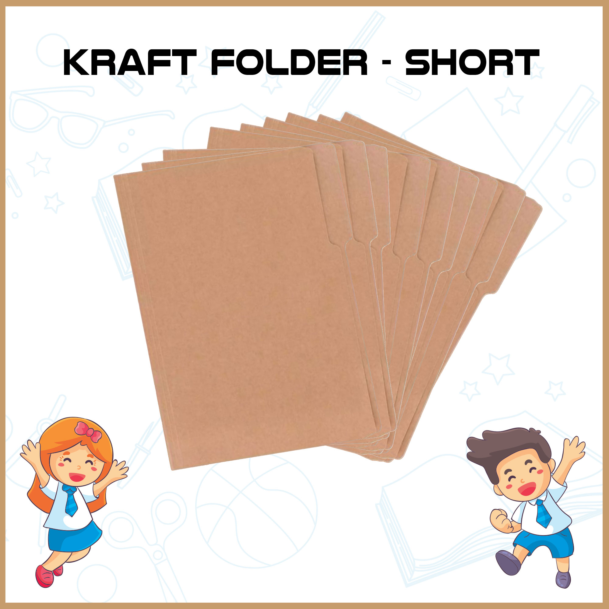 Short Folder Brown Kraft Folder Organizer File Holder Binding Folder ...