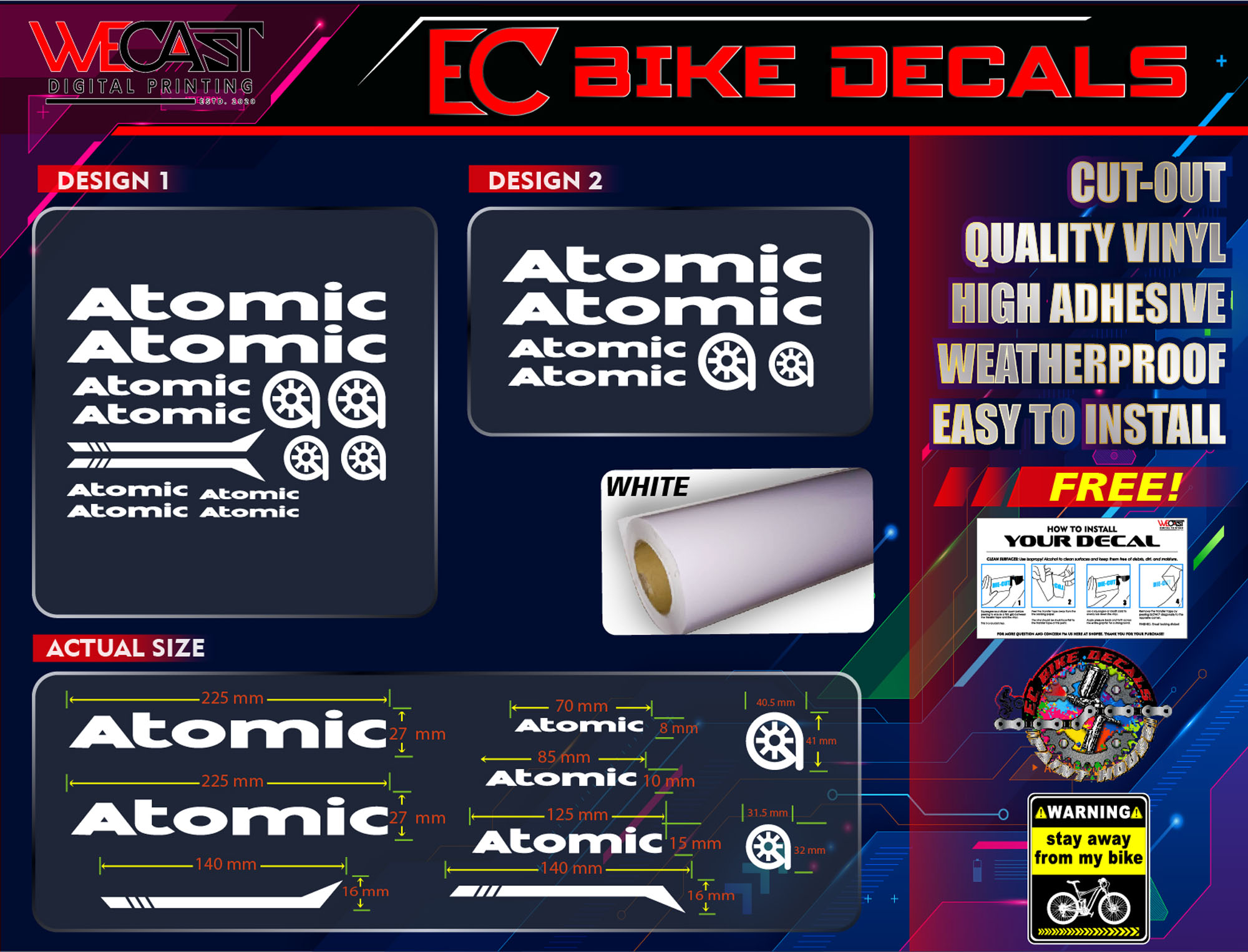ATOMIC BIKE FRAME DECALS | Lazada PH