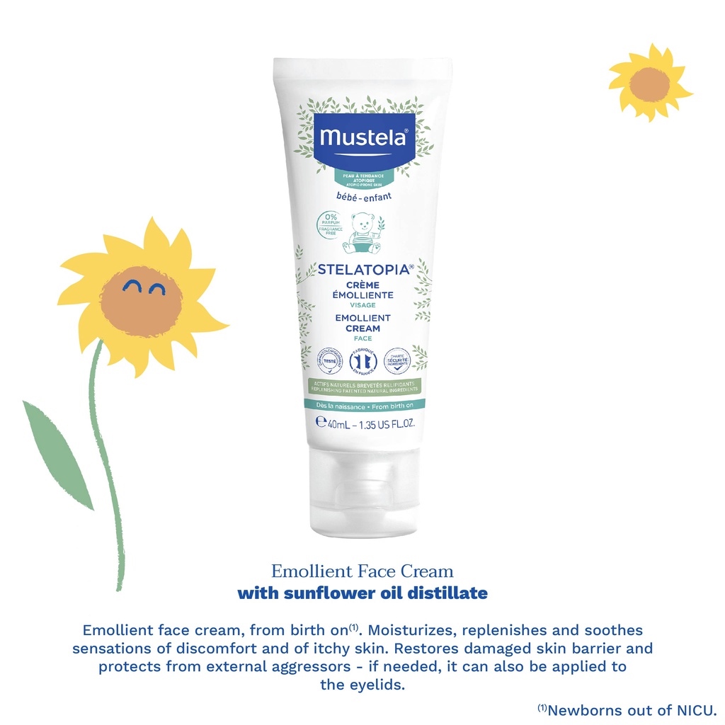 The new 2022 Mustela Stelatopia Emollient Face Cream 40 ml Naturalness ...