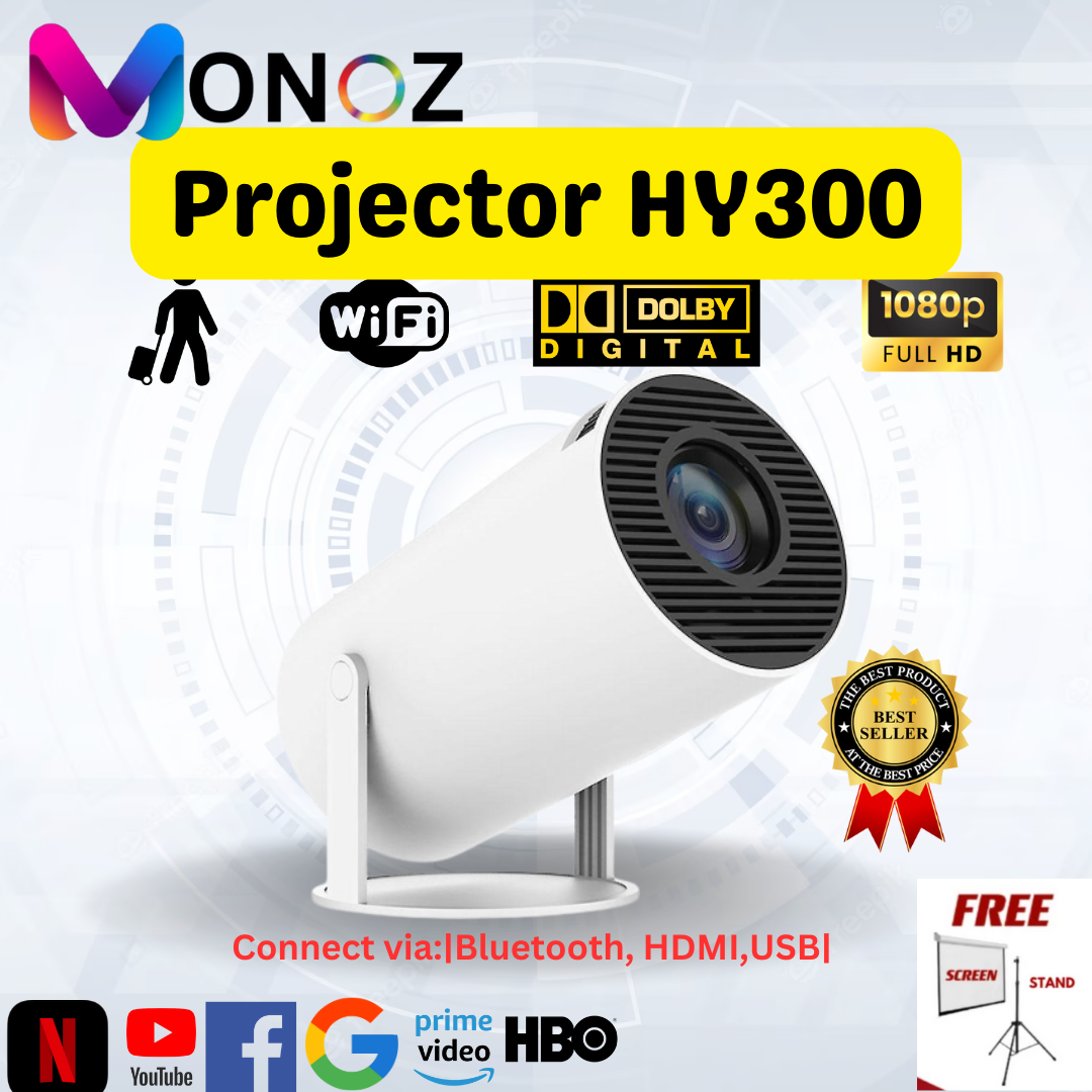 MONOZ HY 300 Android 11.0 Portable Projector Ultra HD 1080P LCD Smart ...