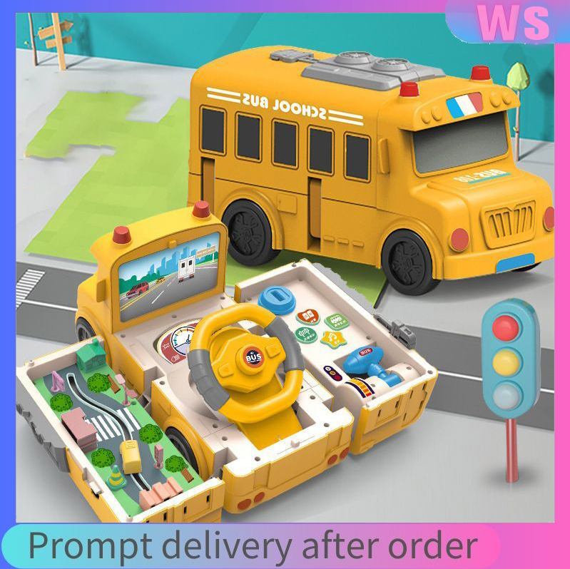 Early education acousto-optic transformer school bus toy children ...