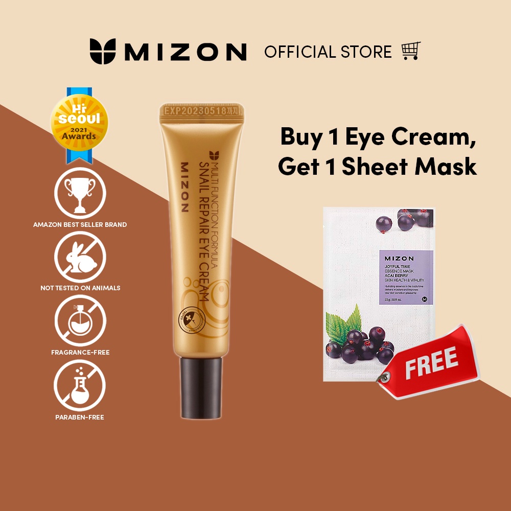Mizon Snail Repair Eye Cream 15ml Tube + FREE Acai Berry Sheet | Lazada PH