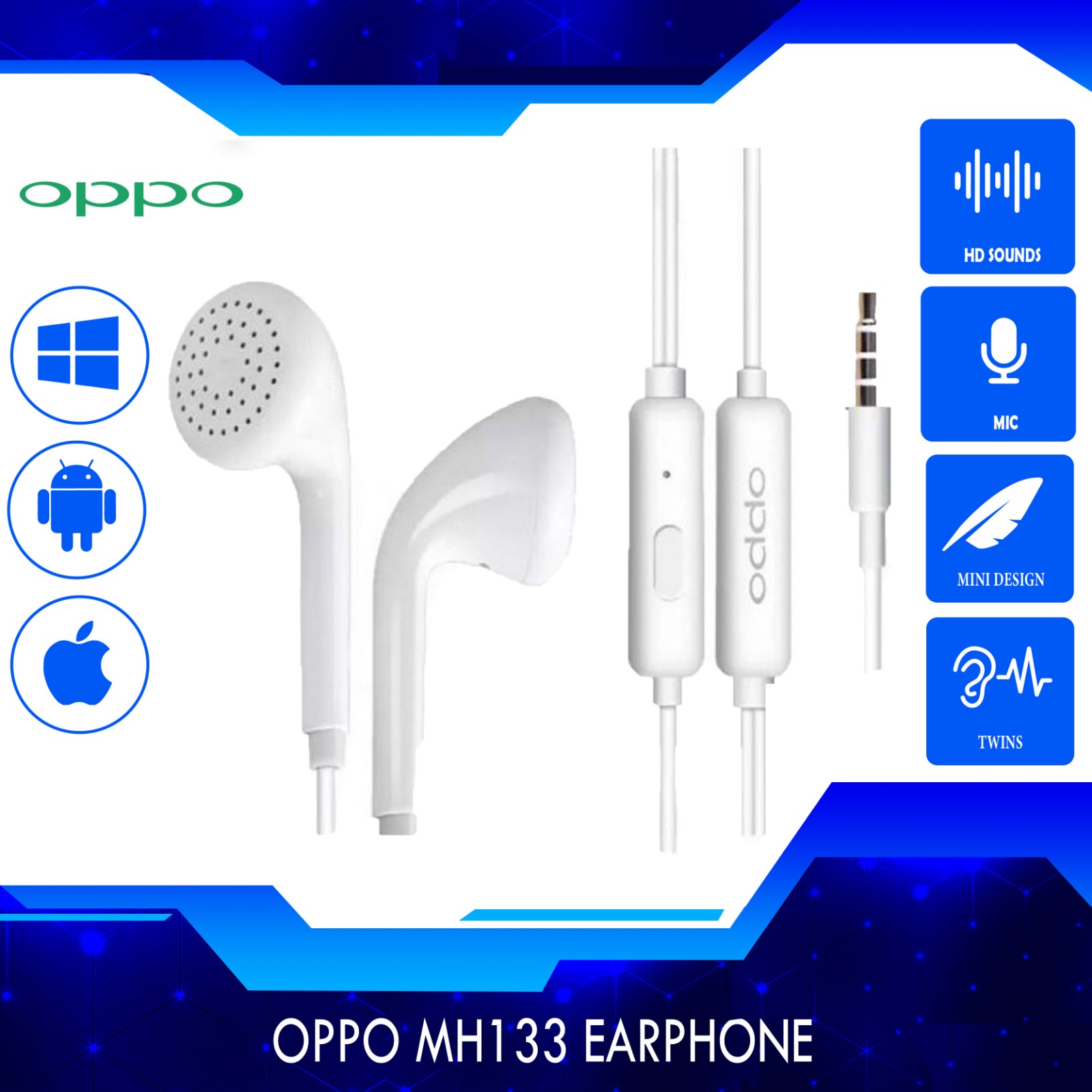 OPPO Earphone MH133 Original In-Ear Headphones 3.5mm Jack with Mic ...
