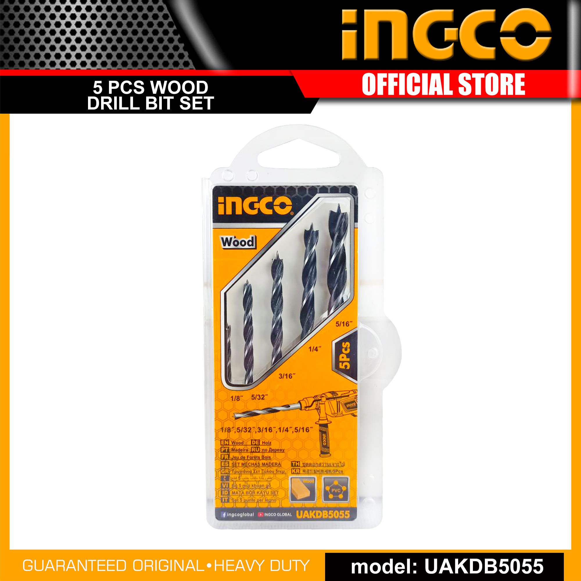 INGCO 5pcs Wood Drill Bits Set for Wood and PVC Drilling UAKDB5055 IHT ...