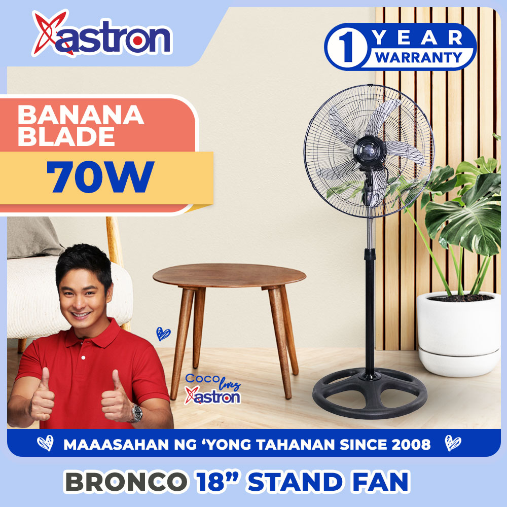 Astron BRONCO 18" Stand Fan | Transparent Banana Blade | 5 Leaves | 70W ...