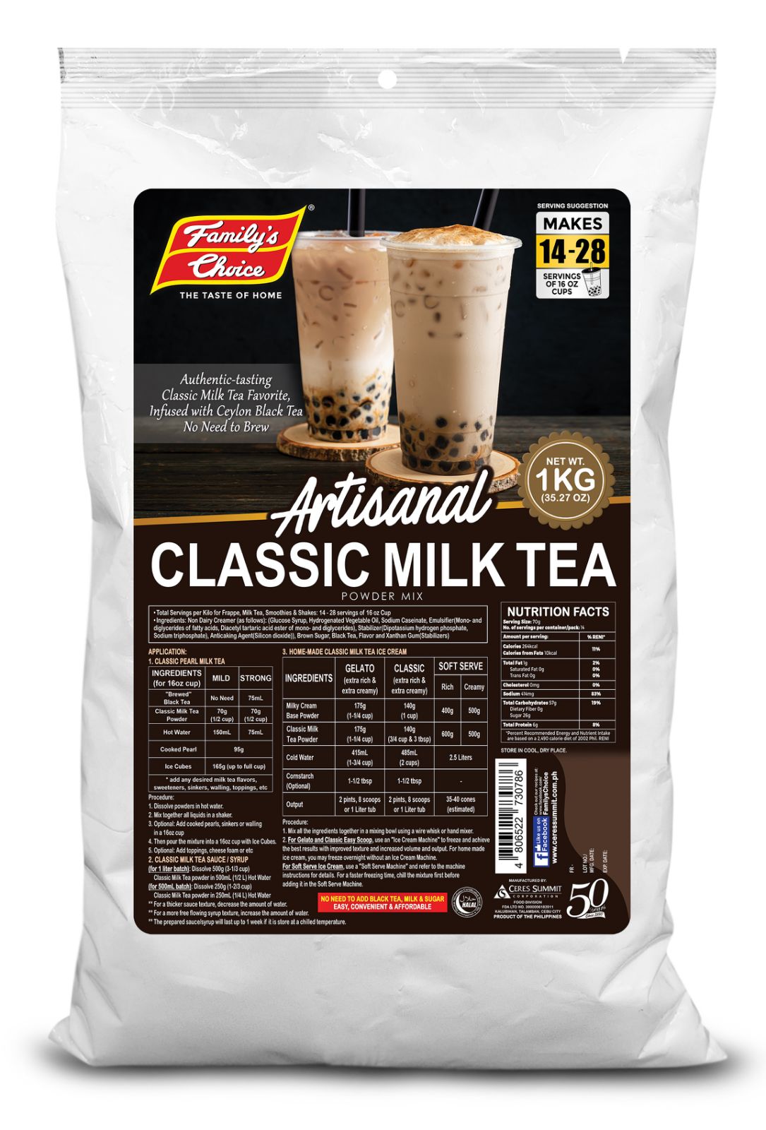Familys Choice Artisanal Classic pearl Milktea Powder 1kg | Lazada PH