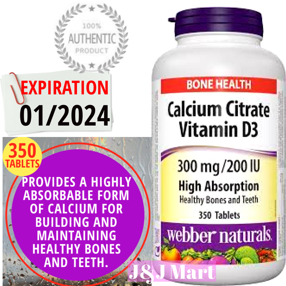 Webber Naturals Calcium Citrate Vitamin D3, 300mg / 200IU High Absorption, 350 Tablets | Lazada PH