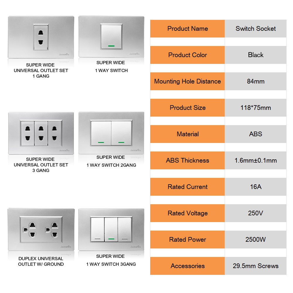 Silver Outlet Socket For Wall Switches And Outlet 3 Gang Outlet Outlet ...