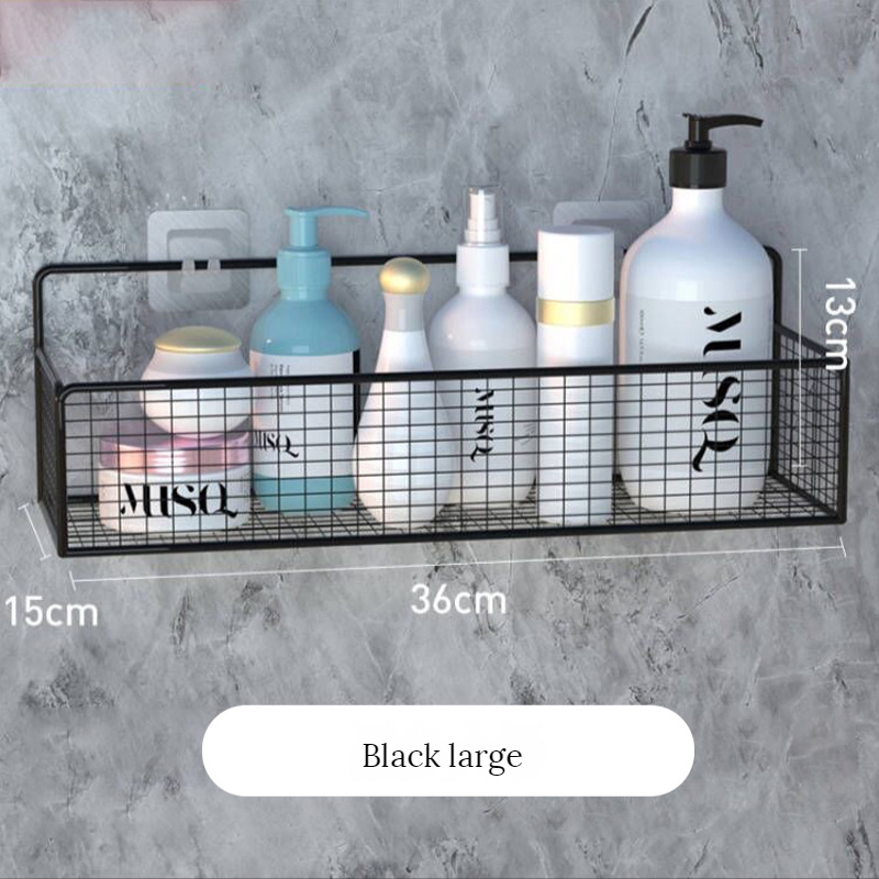 Black Wall-mounted Bathroom Shelf Shower Shampoo Rack Toilet ...