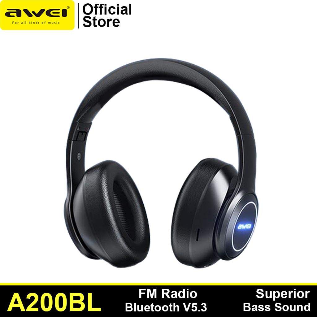 Awei A200BL Wireless Wired Headphone with Built-in Mic Gaming Earphone ...