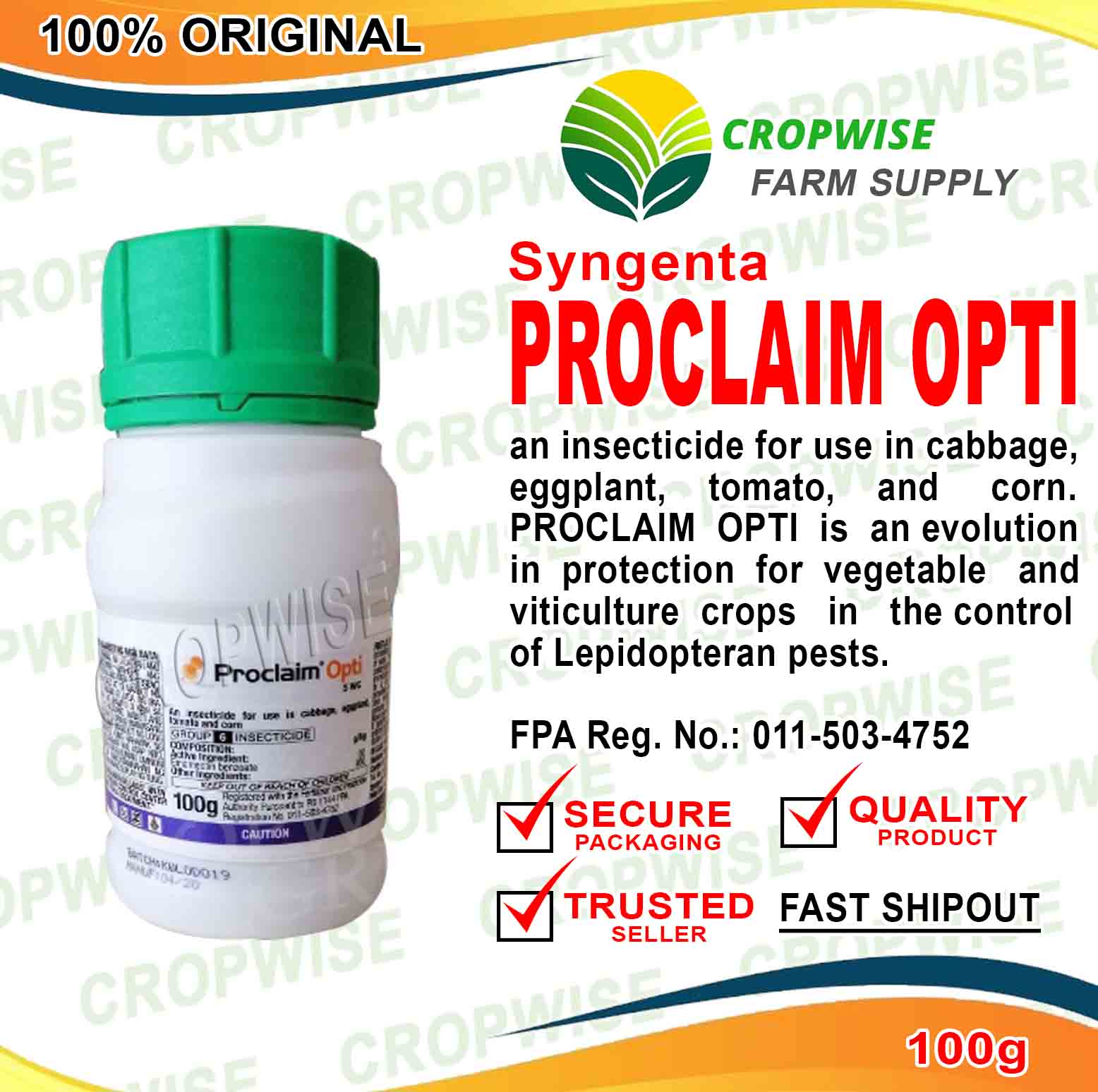 Syngenta PROCLAIM Opti 5 WG Insecticide 100grams | Lazada PH