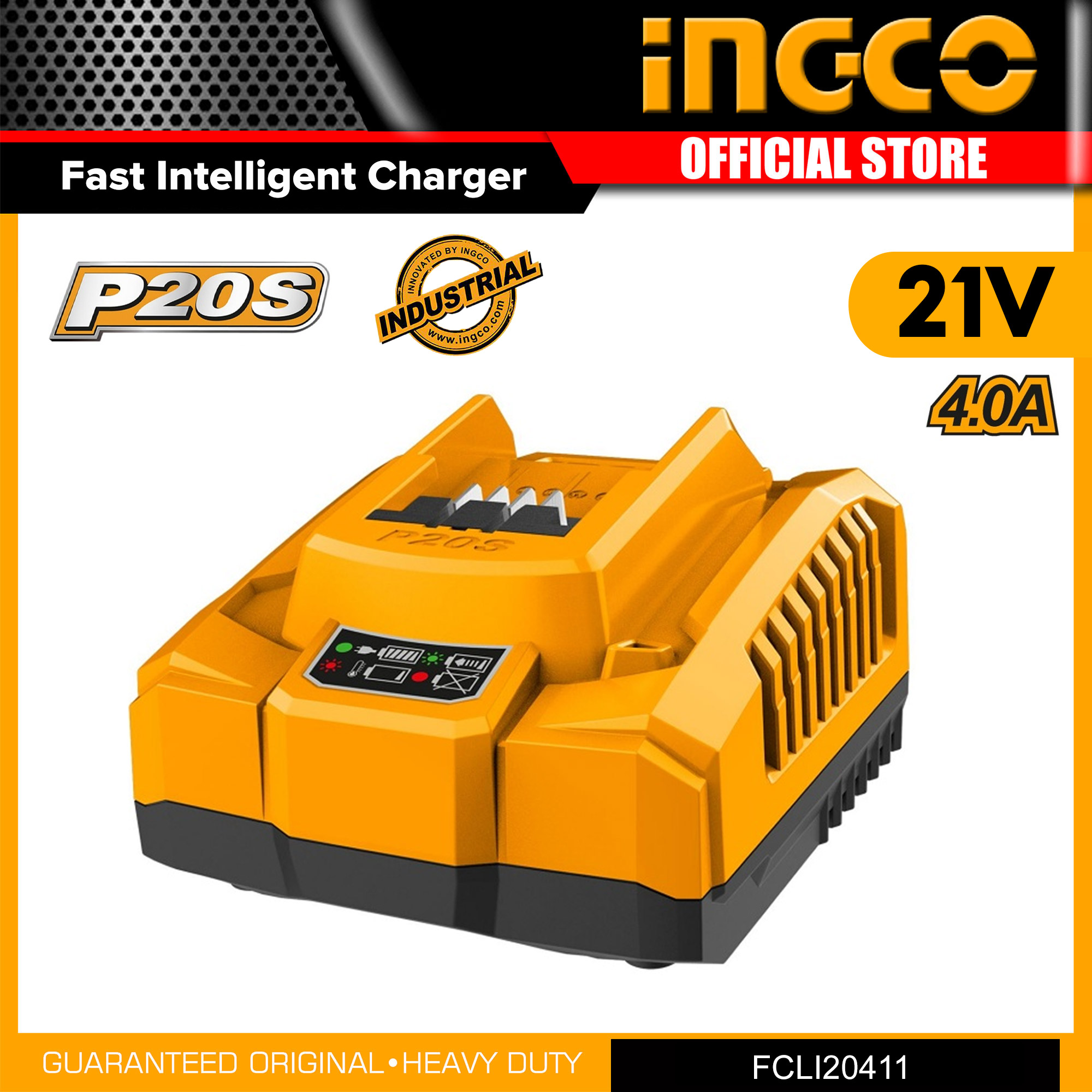 INGCO FCLI20411 Fast Intelligent Charger 21V 4A Battery Charger Fast ...