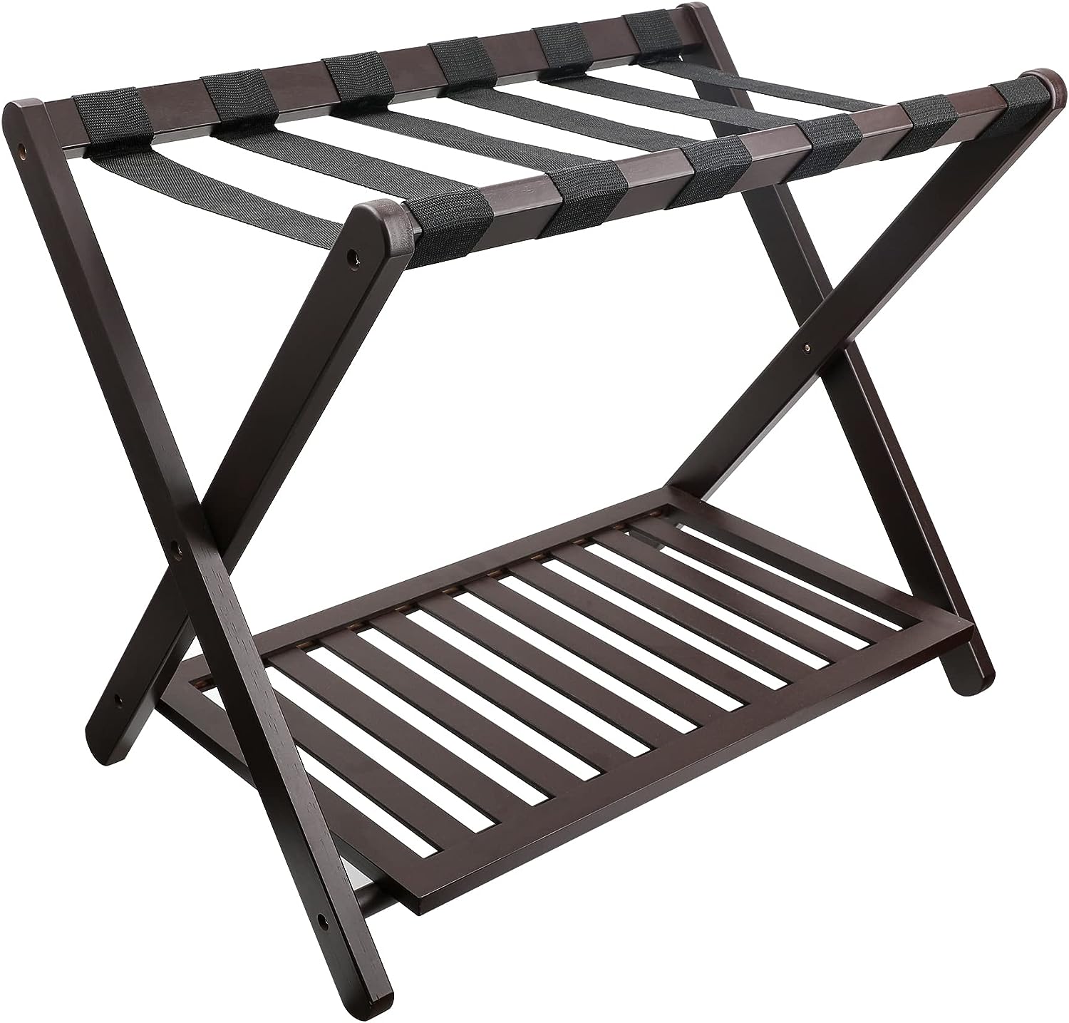Bamboo Luggage Rack Foldable Suitcase Luggage Rack Storage Organizer ...