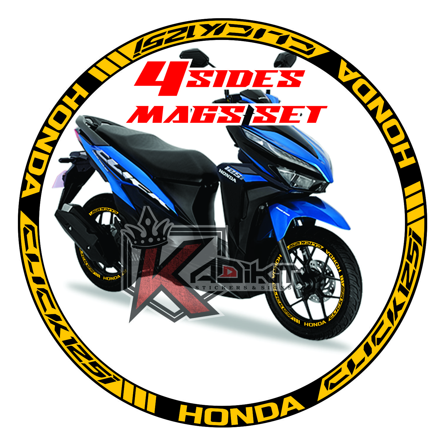 HONDA CLICK Mags WaterProof Sticker Cut-out for Front and Rear Mags ...
