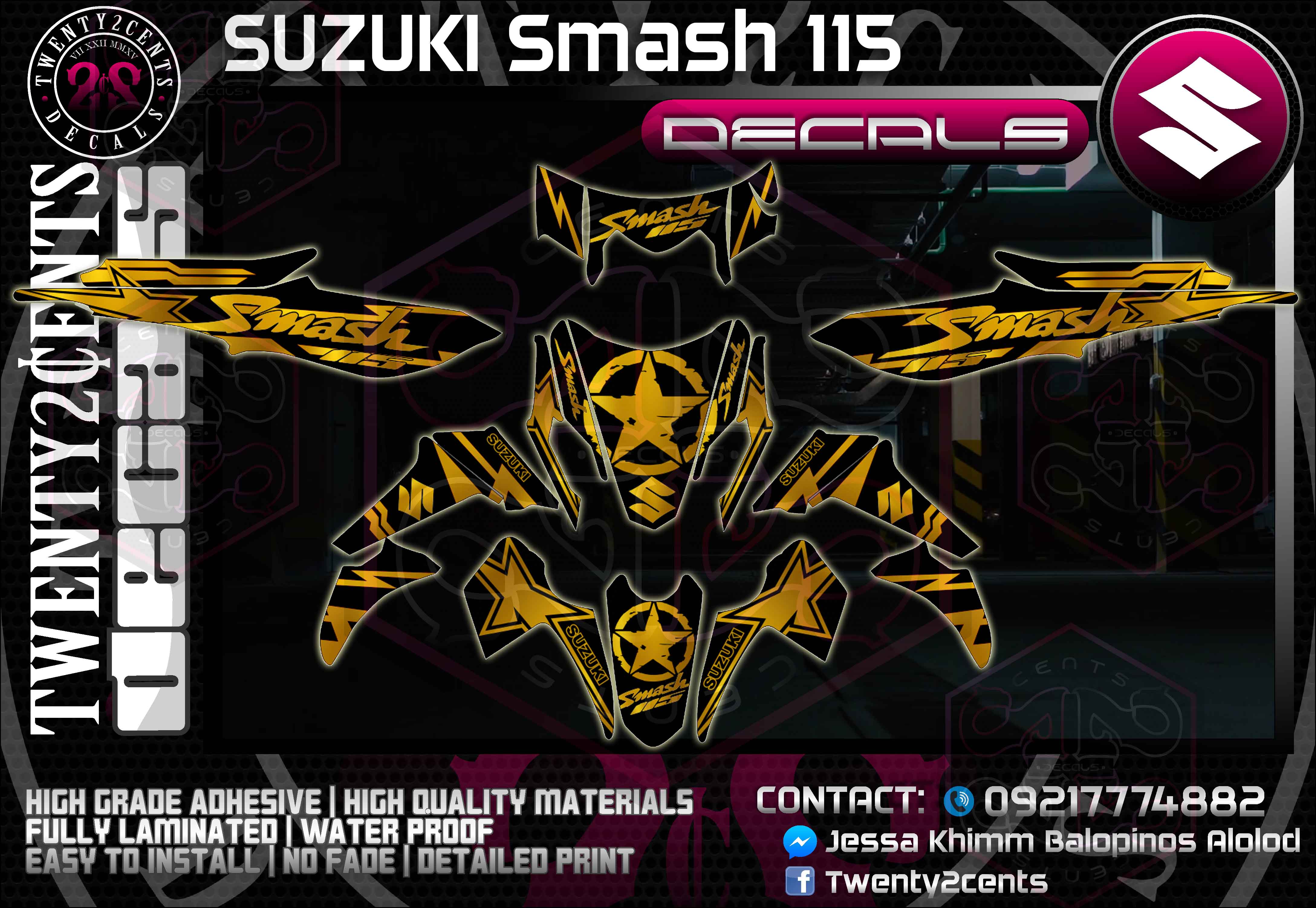 Suzuki Smash 115 Decals High-Quality Stickers gold star | Lazada PH