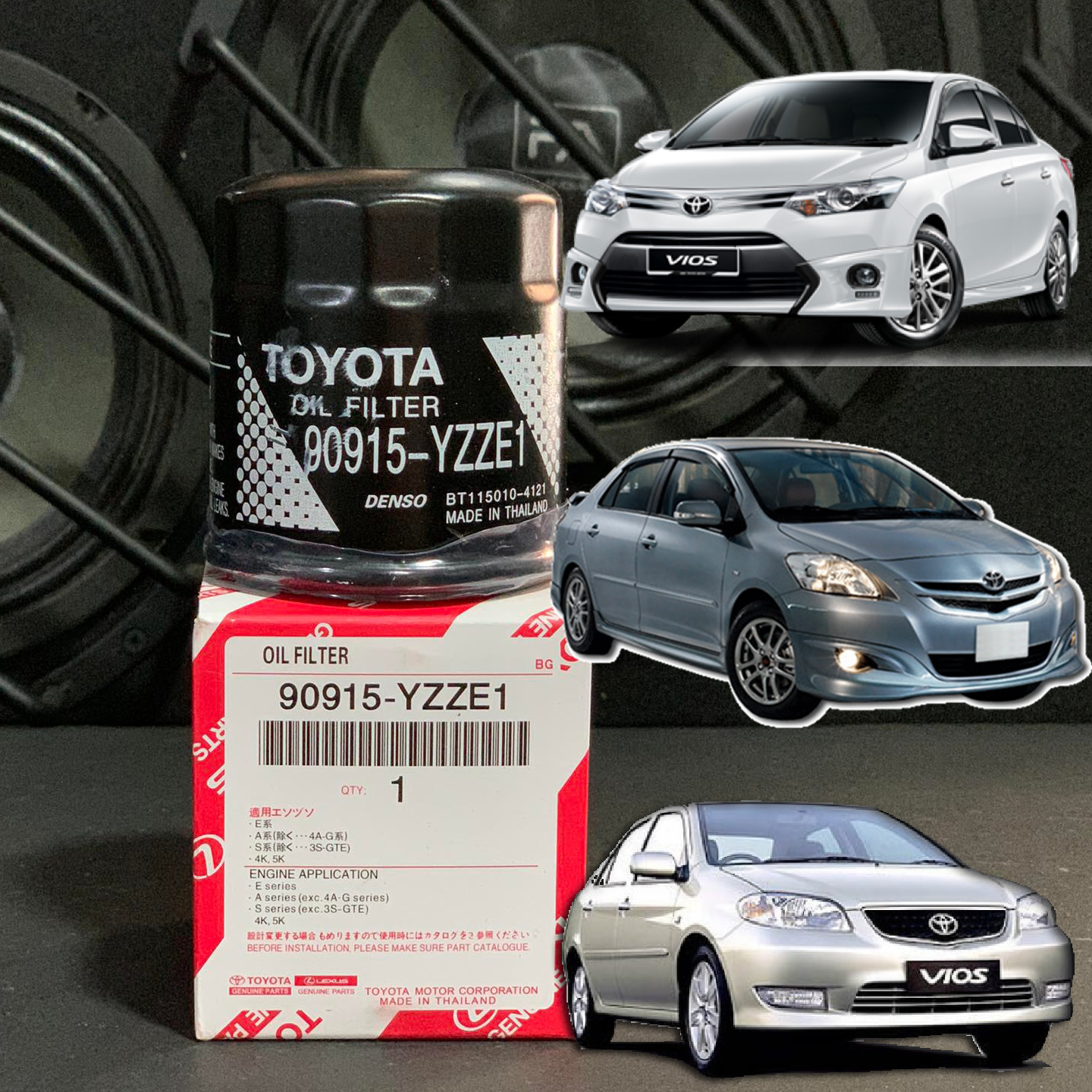 Oil Filter Element Denso for 2005-2022 Toyota Vios Gen2 Gen3 Gen4 90915 ...