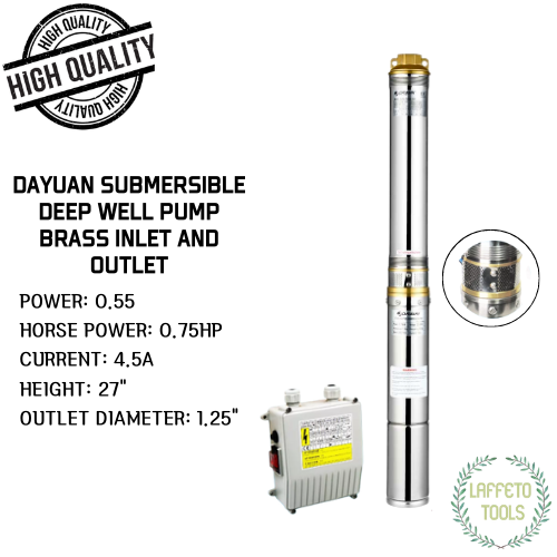 DAYUAN 0.75HP 0.55kW Submersible Deep Well Pump with Control Box (100QJD4-27/4-0.55) | Lazada PH