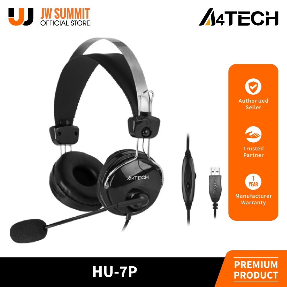 A4Tech HU-7P ComfortFit Stereo USB Headset (Black) | Lazada PH