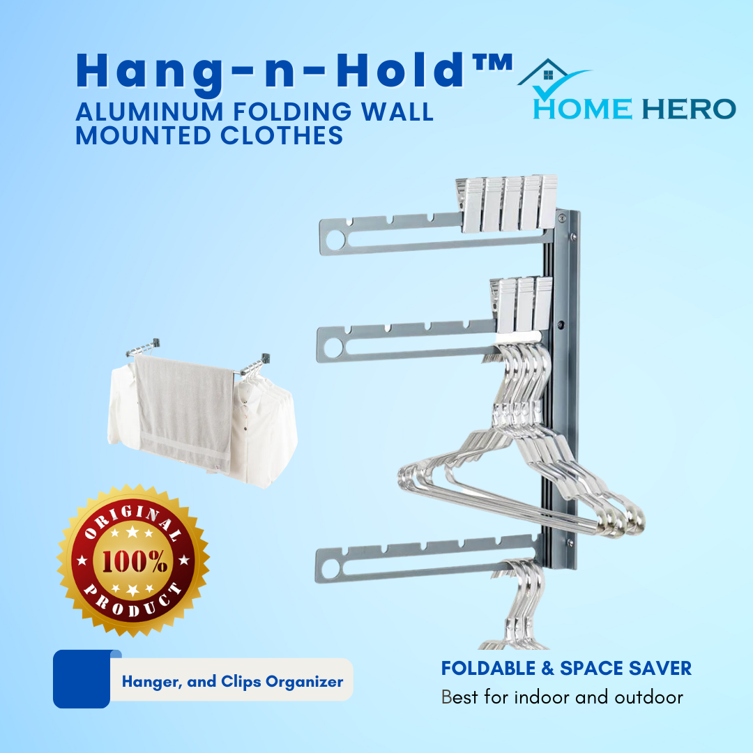 Hang-n-Hold Aluminum Folding Wall Mounted Clothes Hanger Clips ...