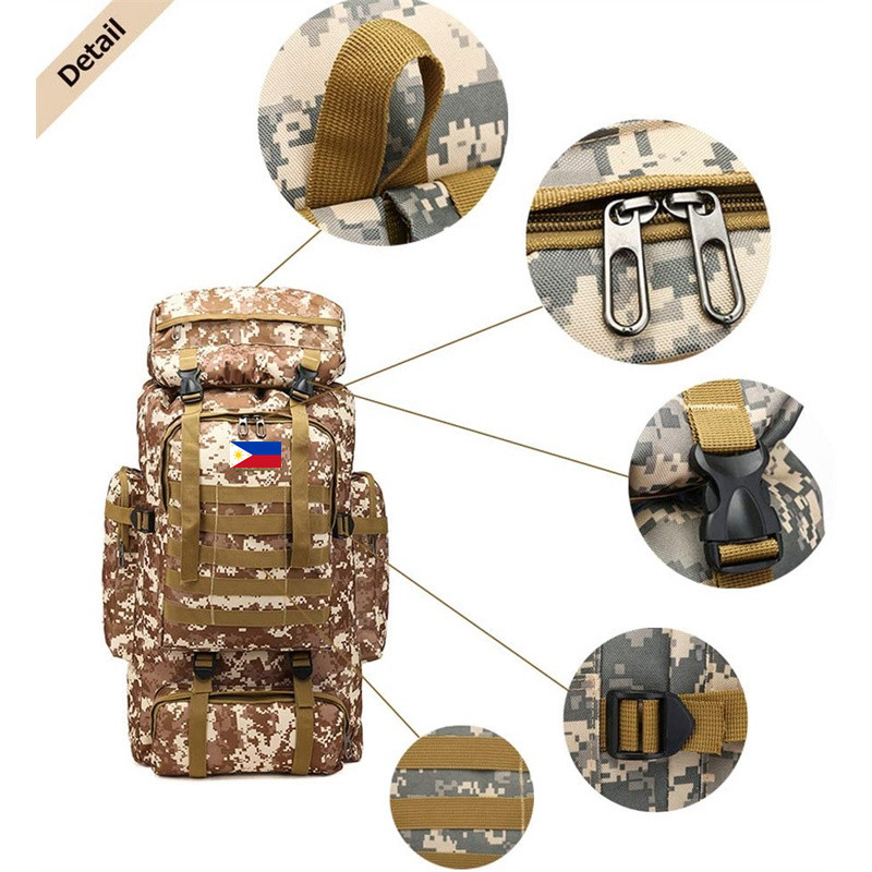 80L Men Tactical Backpack Waterproof Camping Hiking Climbing Travel ...
