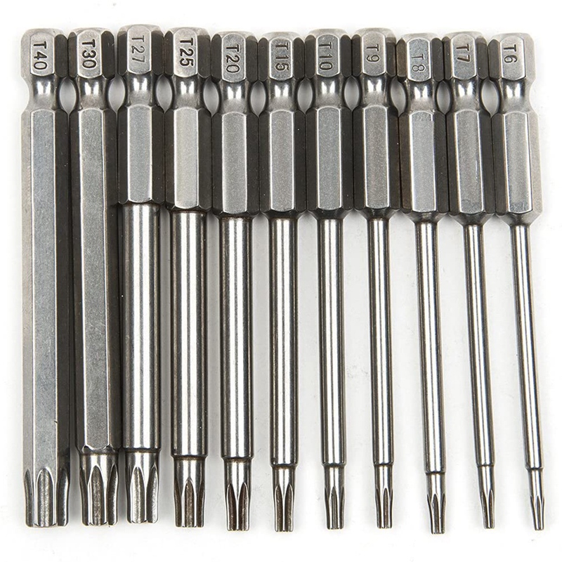 11 Pcs Magnetic T6-T40 Torx Head Screwdriver Bit Set Star 6 Point ...