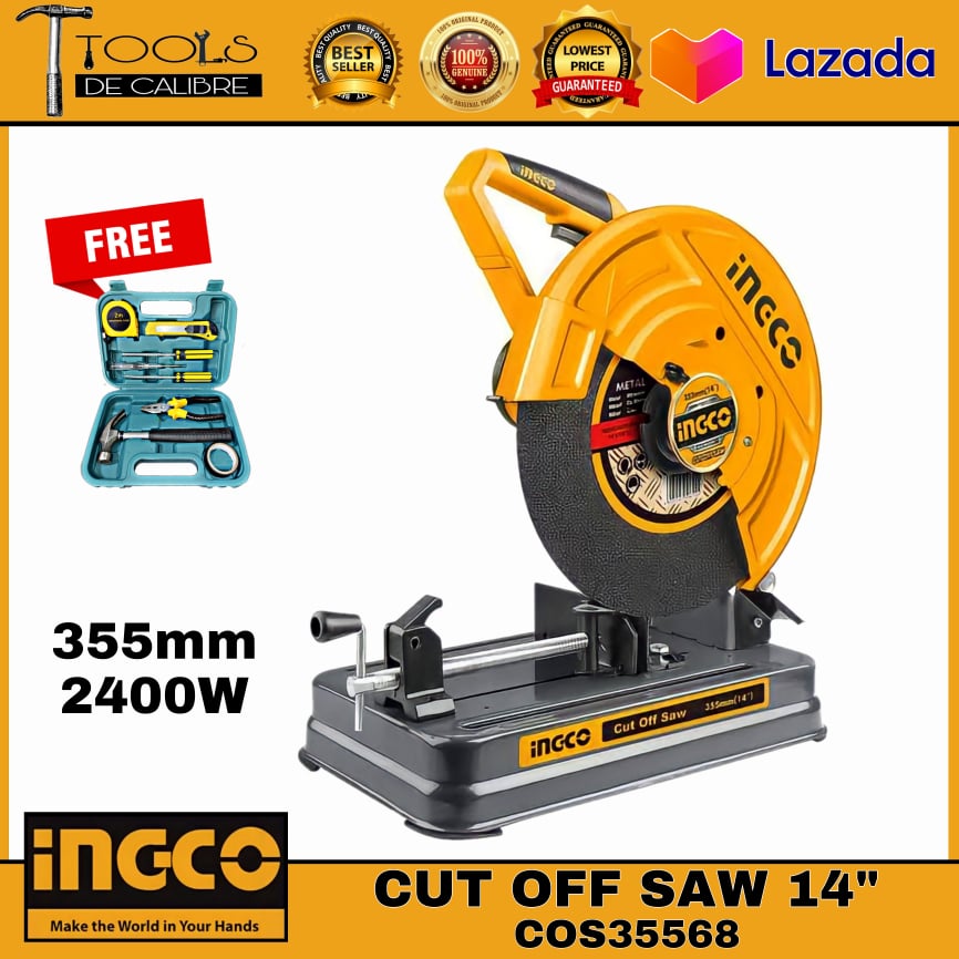 INGCO Cut Off Saw Machine 14" 2400W (COS35568) w/ FREE TOOLSET | Lazada PH