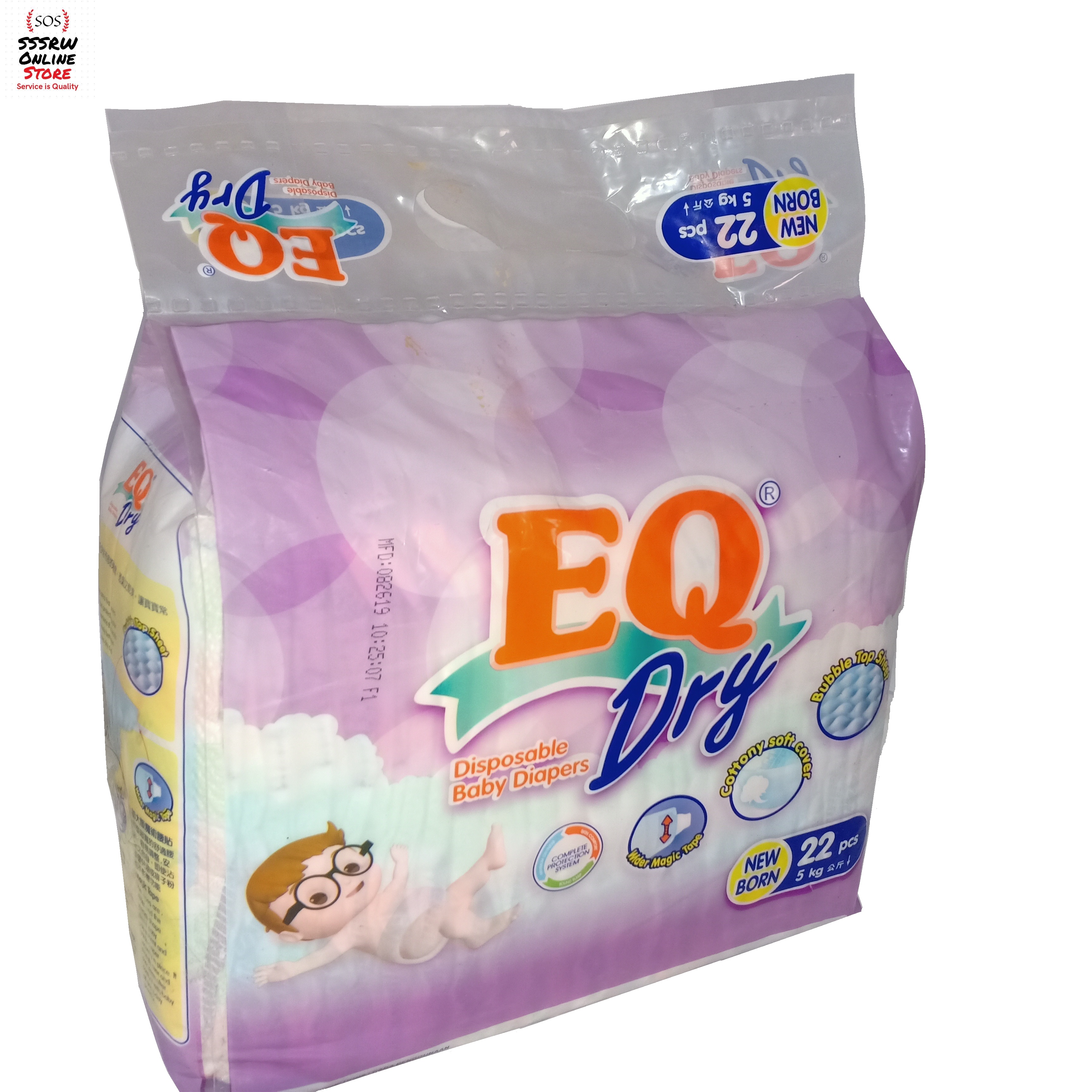 Disposable Diaper EQ Dry New Born 22/Pads Pieces Bubble Top Sheet ...