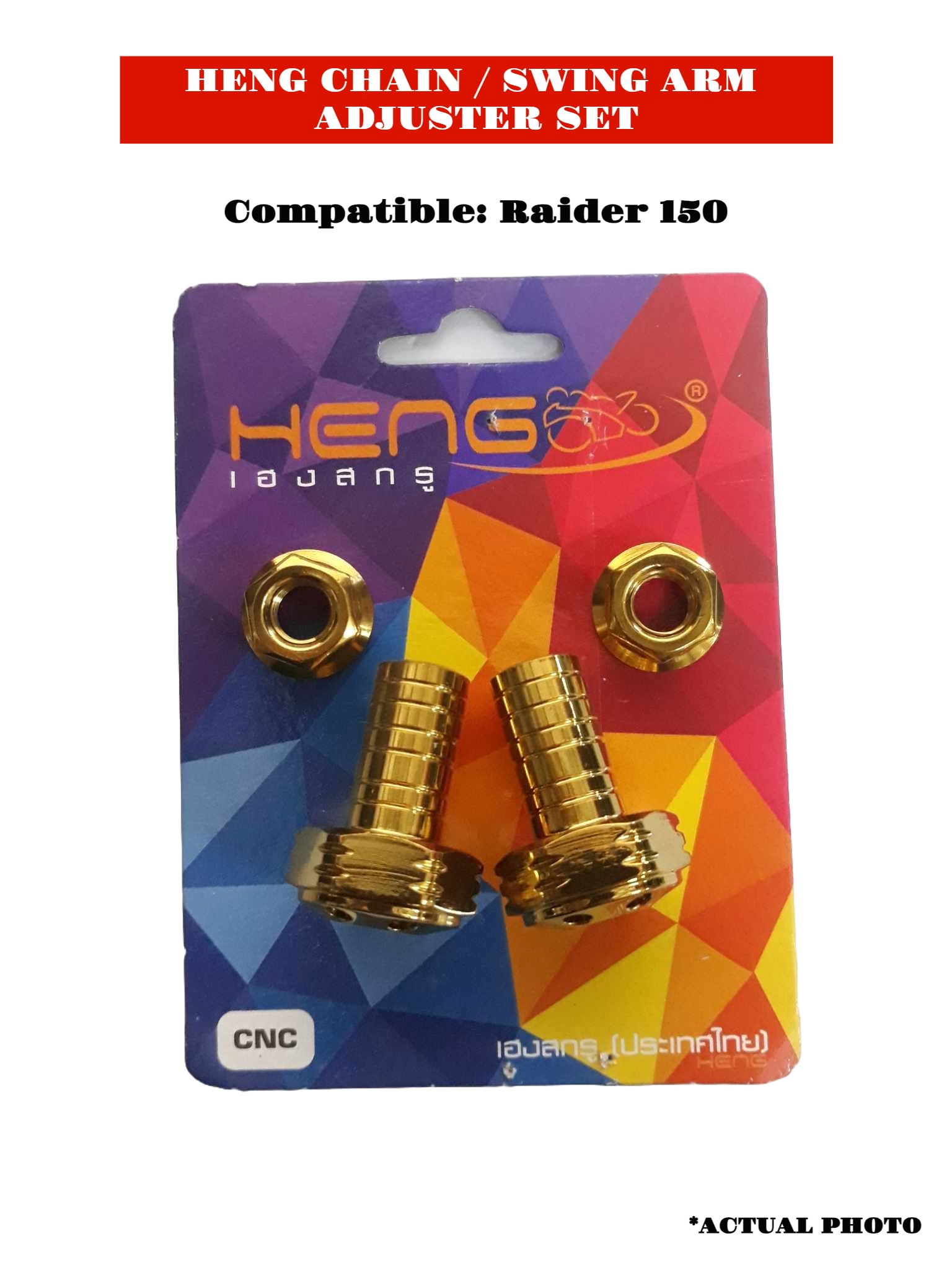 HENG AUTHENTIC CHAIN / SWING ARM ADJUSTER SET 2PCS. COLOR: GOLD ...