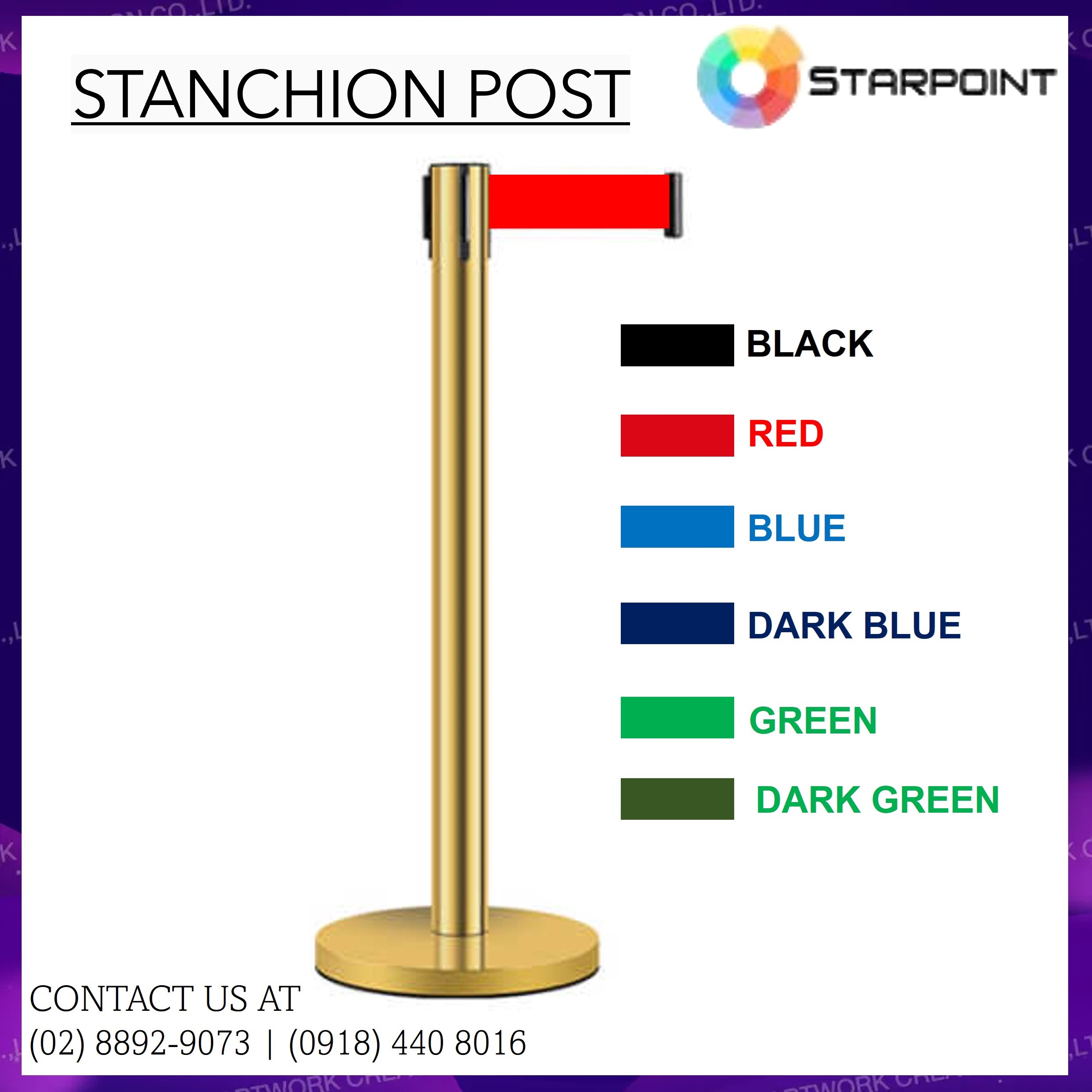 1PC Gold Stanchion Post W/ 2meters Belt I Stanchion Post I Retractable ...