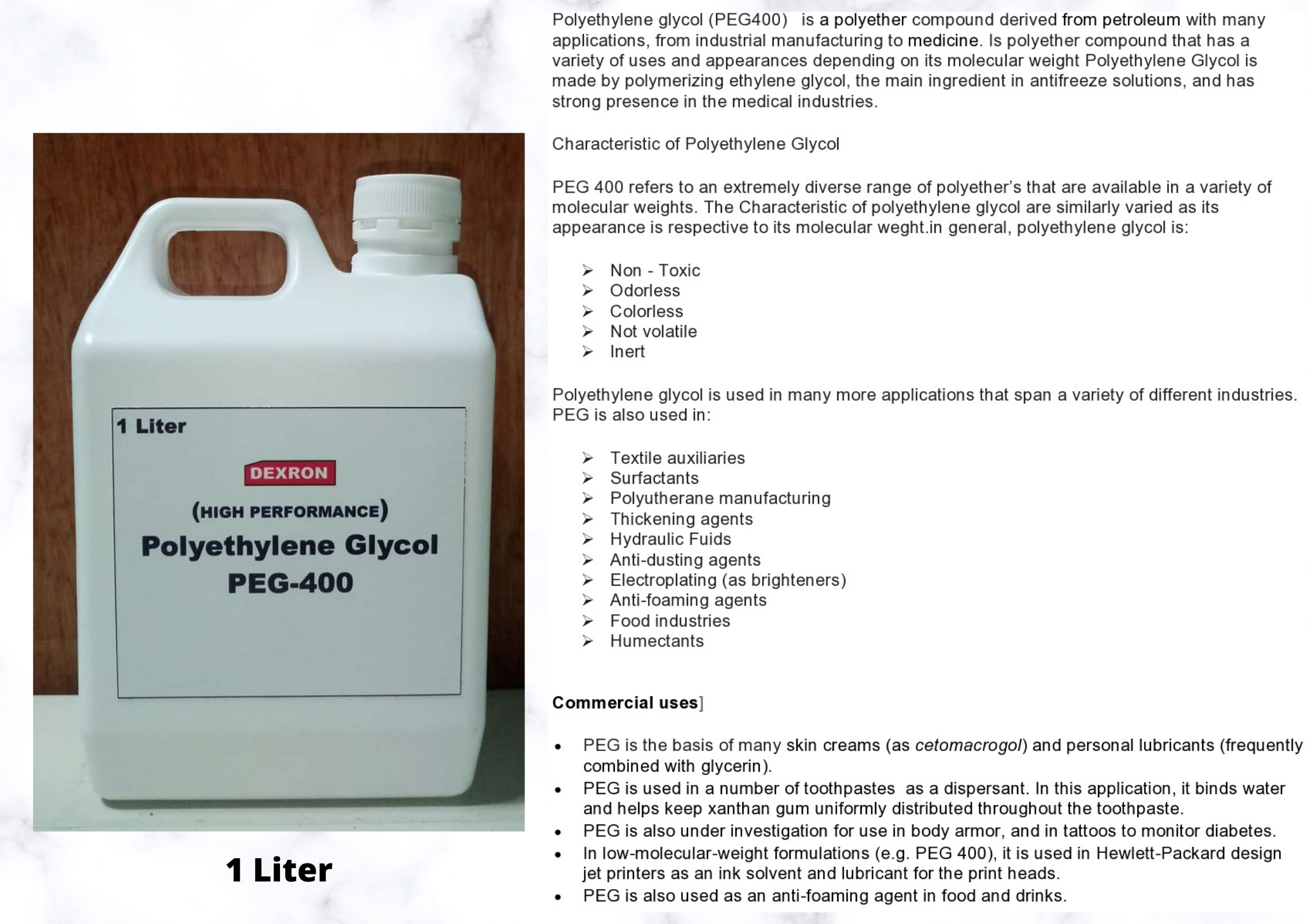 DEXRON PURE POLYETHYLENE GLYCOL PEG-400 | Lazada PH