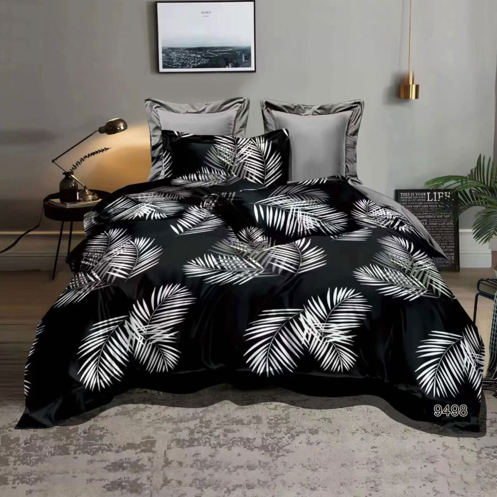 Home Heaven 3 in 1 Botanical Tree Leaves Black & White Printed Bedsheet ...