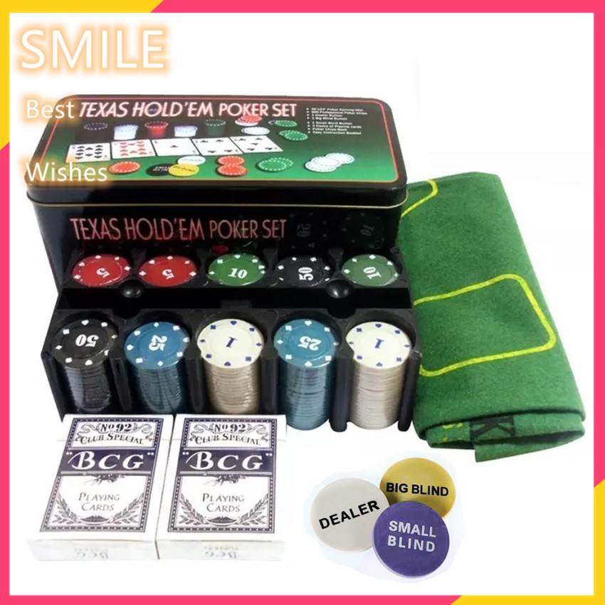 Texas Holdem Poker Set with 200 Poker Chips Professional Poker Chips ...