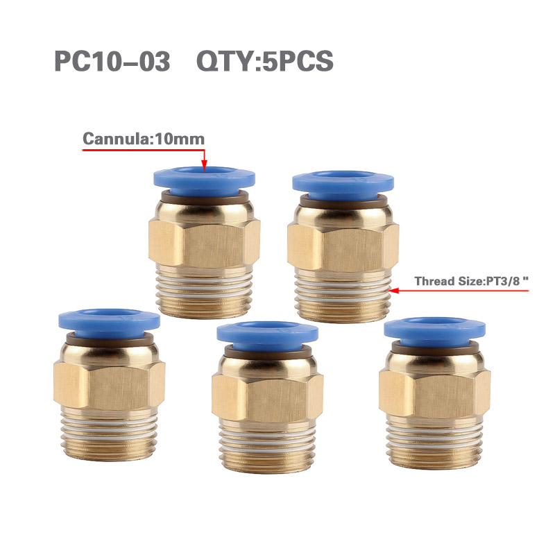 Pneumatic Fitting PC10-02 10mm OD Tube 1/8 1/4 3/8 1/2PT Thread quick ...