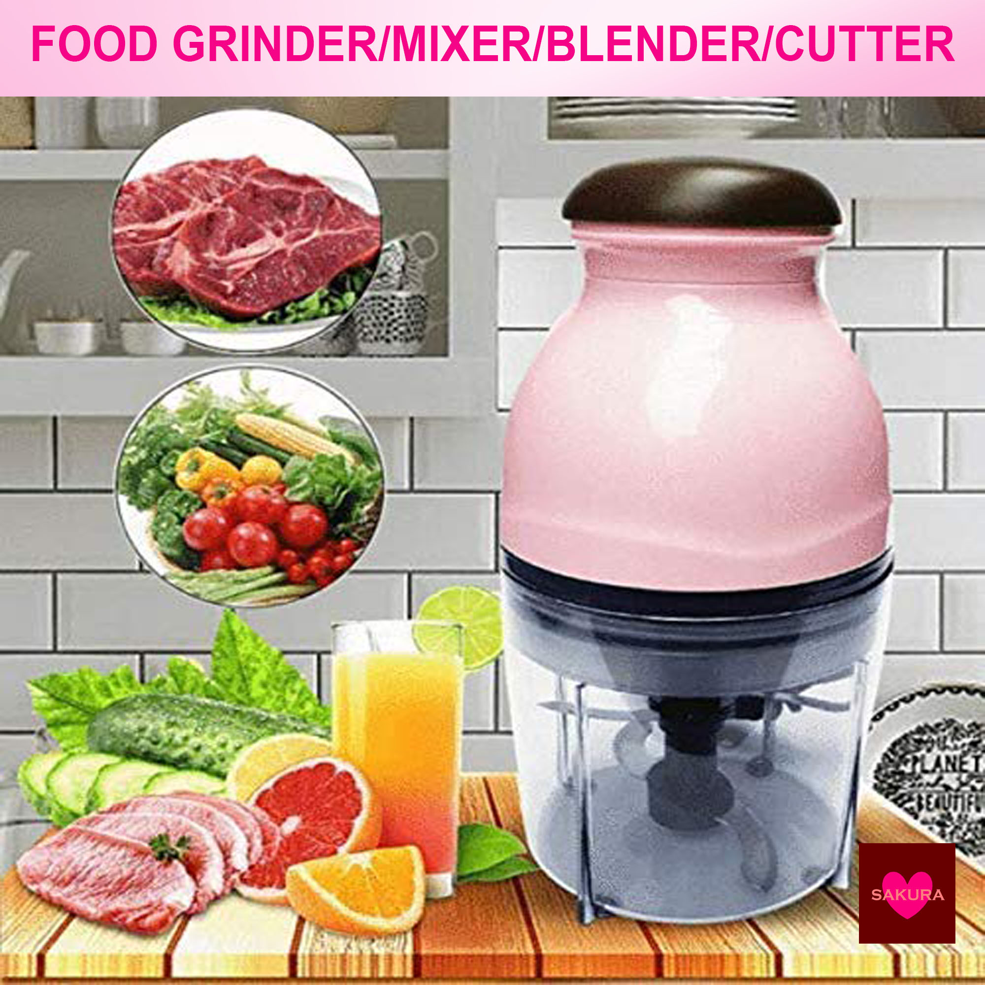 SAKURA Multipurpose Food Processor Chopper Blender Cutter Mincer Fruit ...