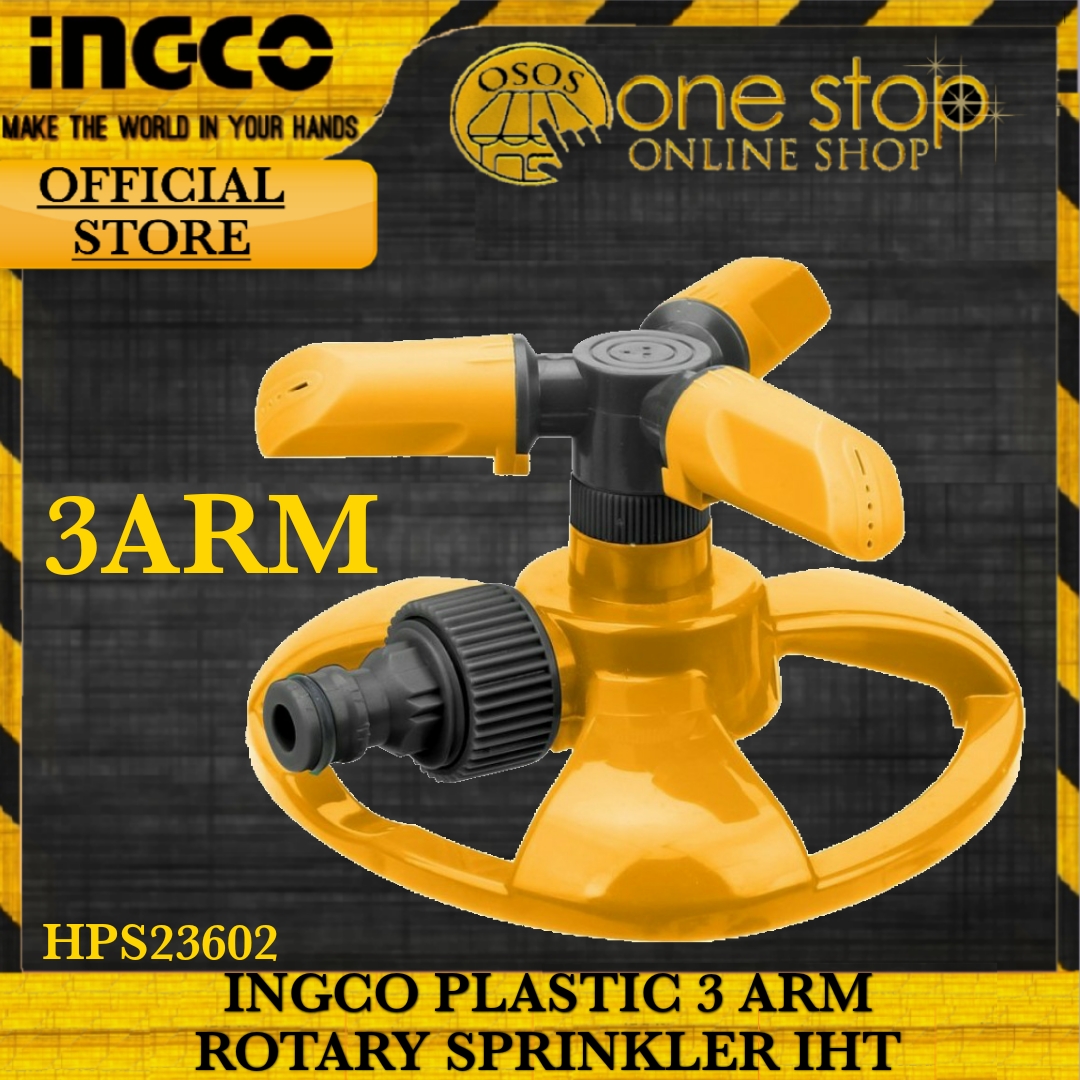 INGCO Original Plastic 3 Arm Rotary Garden Sprinkler Garden Sprayer ...