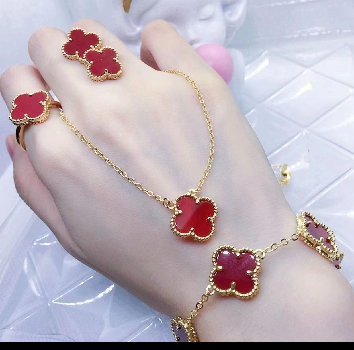 18K VCA Bangkok Gold 3in1 Jewellery sets | Lazada PH