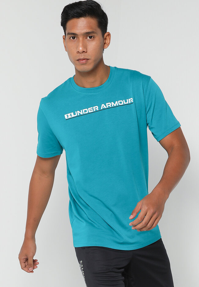 Under Armour Outline Symbol Grid Tee for Men - Cerulean/White | Lazada PH