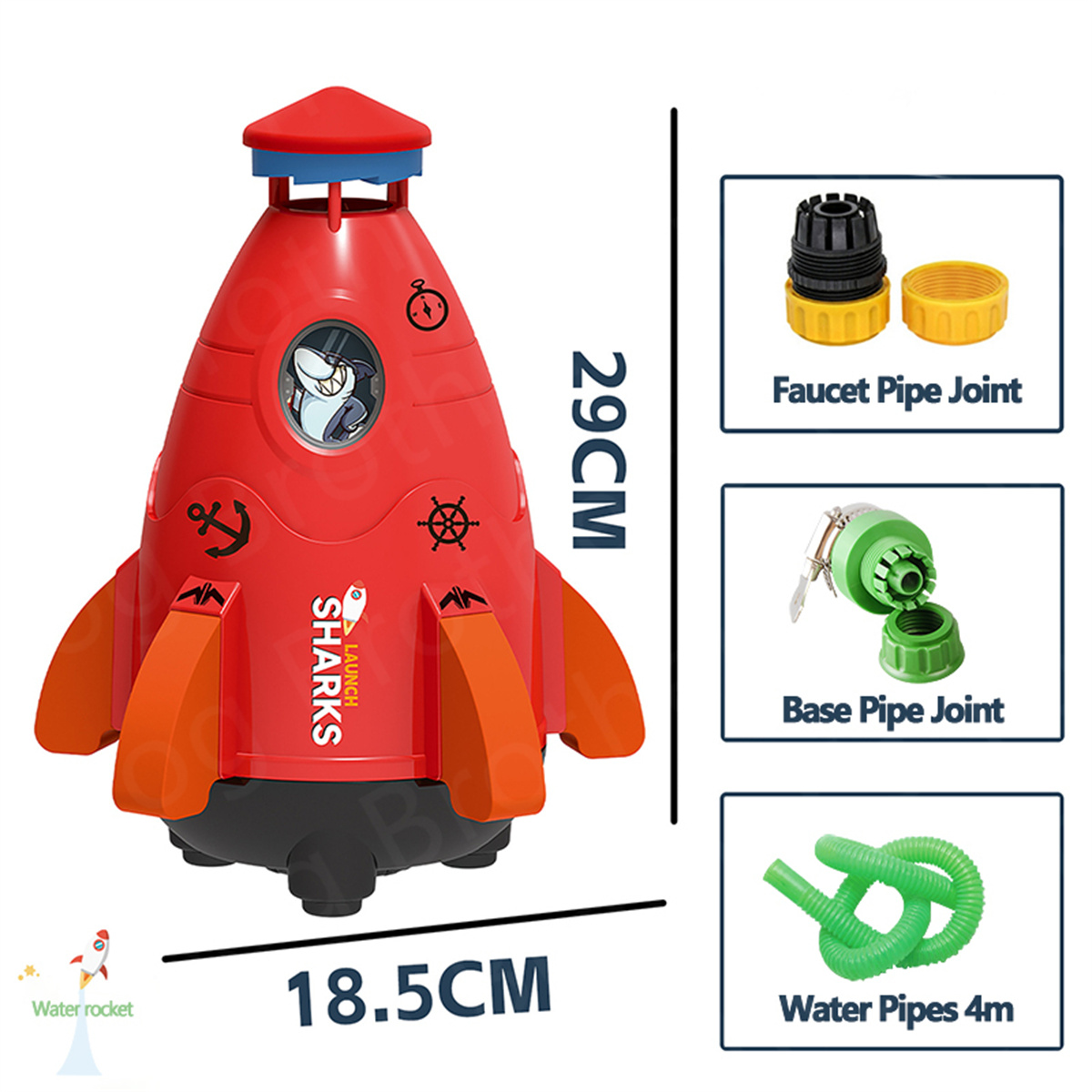 Kids Toys Outdoor Rocket Water Sprinkler Toys 360° Rotating Rocket ...