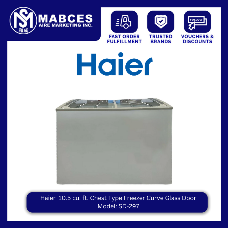Haier 10.5 cu. ft. Chest Type Freezer Curve Glass Door SD-297 | Lazada PH